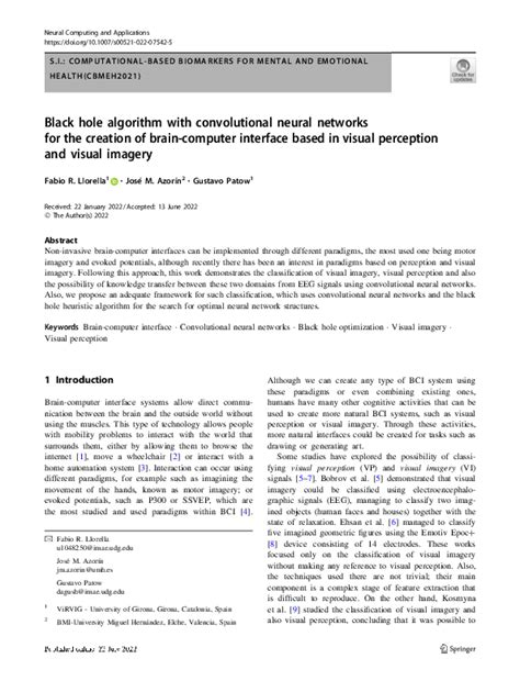 Pdf Black Hole Algorithm With Convolutional Neural Networks For The Creation Of Brain Computer