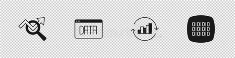 Set Search Data Analysis Data Pie Chart Infographic And Binary Code Icon Vector Stock Vector