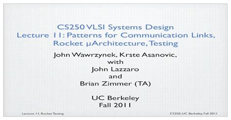Pdf Cs250 Vlsi Systems Design Lecture 11 Patterns For Cs250fa11lectureslec11pdf