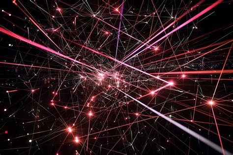 Abstract Network Data Visualization Red Laser Lines Nodes Connections