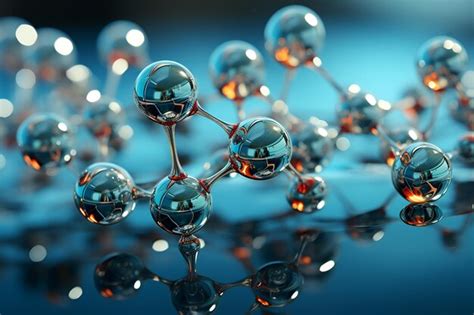 Premium Ai Image Abstract Molecular Structure On Blue Background