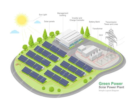 Premium Vector Solar Farm Power Plant Layout Diagram With Solar Cell