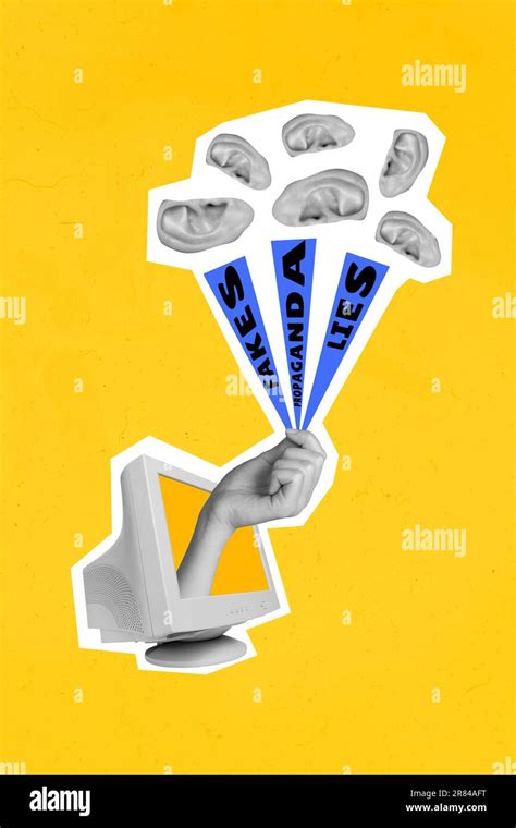 Design Collage Artwork Of Computer Display Fakes Television Propaganda Hearsay Disinformation