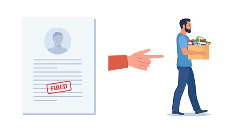 해고 직원 교체 불행한 남자는 직장에서 해고되고 상자에 물건을 가지고 사무실을 떠납니다 실업 근로자 해고 정리 해고 위기 벡터 그림입니다 해고에 대한 스톡 벡터 아트 및