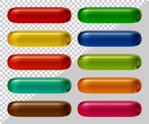 3d 렌더링에서 둥근 사각형 모양 버튼 세트 프리미엄 Psd 파일