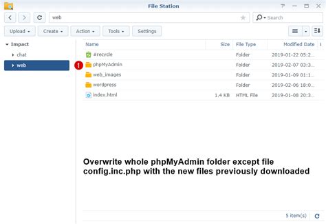 manually update a new version of phpmyadmin in your synology marius