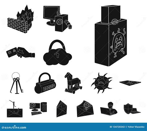 Hacker And Hacking Black Icons In Set Collection For Design Hacker And