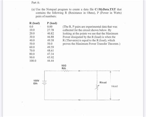 Solved Part A A Use The Notepad Program To Create A Data Chegg