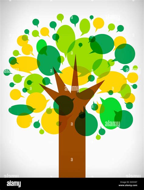 An Illustration Of A Tree With Speech Bubbles Stock Photo Alamy