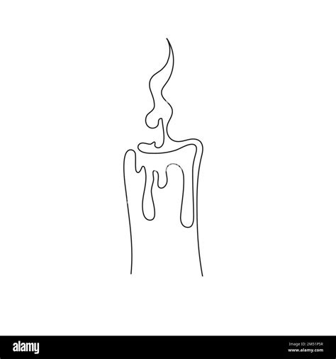 continuous line drawing of a candle one line candle icon on white