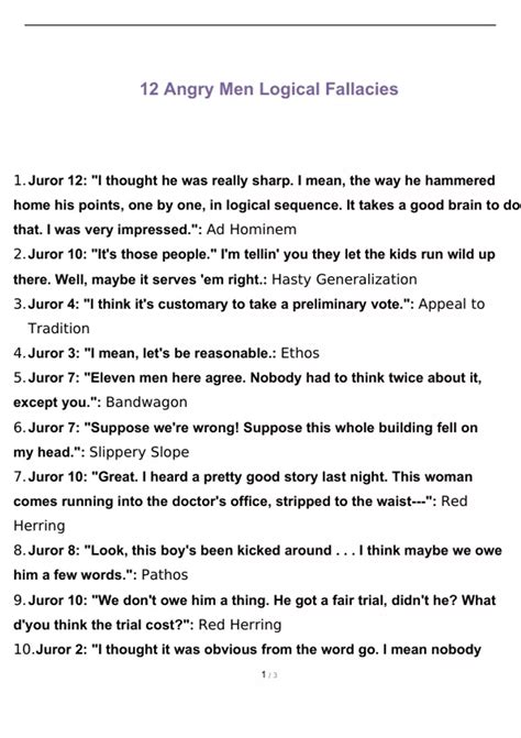 12 Angry Men Logical Fallacies Actual Exam Updated Questions And Answers 100 Correct 12 Angry