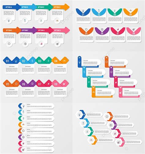 옵션이 있는 인포그래픽 요소 템플릿 세트 세트 표시 라벨 Png 일러스트 및 벡터 에 대한 무료 다운로드 Pngtree Infographic Footer