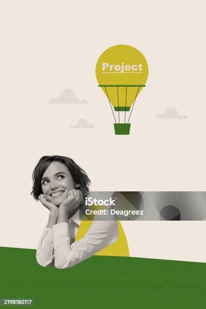 합성물 트렌드 삽화 스케치 이미지 3d 사진 콜라주 검정 흰색 실루엣 아가씨 사무실 관리자 조회 새로운 프로젝트 공기 풍선 25 29세에 대한 스톡 사진 및 기타 이미지