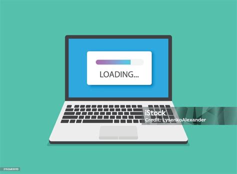 Laptop Loading Process Icon In Flat Style Software Update Vector