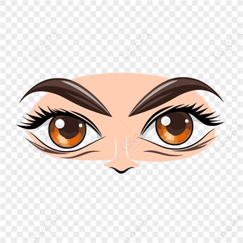 갈색 눈썹과 파란 눈 동그라미 만화 여자 눈 벡터클립 아트 Png 일러스트 무료 다운로드 Lovepik