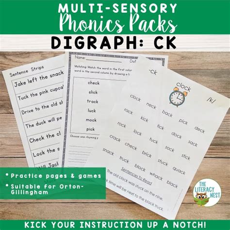 Digraph Ck Worksheets And Activities For Orton Gillingham Lessons The Literacy Nest