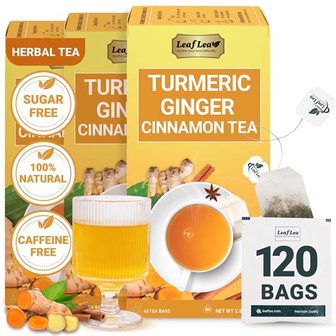 Leaflea Herbal Tea Ginger Turmeric Cinnamon 120 Bags