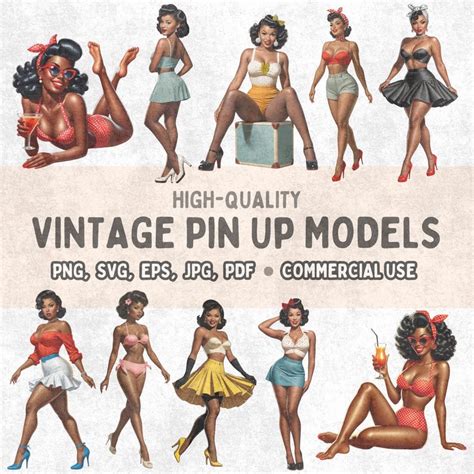 Vintage Pin Up Model Clipart Retro Pinup Png Svg  Crafts Cricut