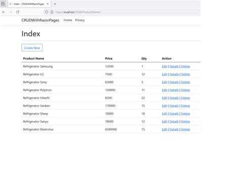 A Crud Menu Asp Net Core C Razor Pages Net Using Db Sql Server
