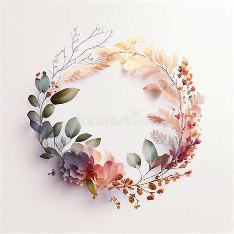 Water Color Flower Circle Created With Generative Ai Technology Stock