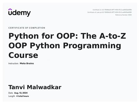 Tanvi Malwadkar On Linkedin Python Oop Programming Udemy Learning
