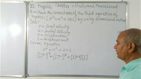 Check The Correctness Of The Third Equation Of Motion V² U² 2as By Using Dimentional Method