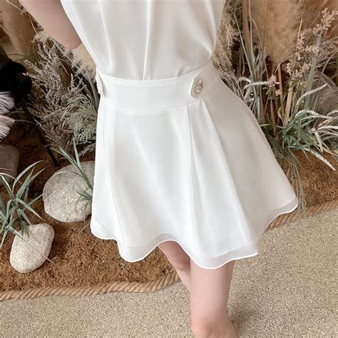 속바지내장 하늘히늘 큐빅 플레어 미니 스커트 2color 에이블리