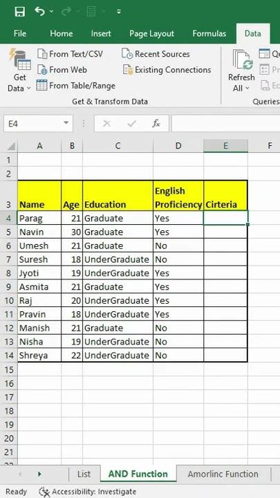 How To Use The And Function In Excel Logical Function And In