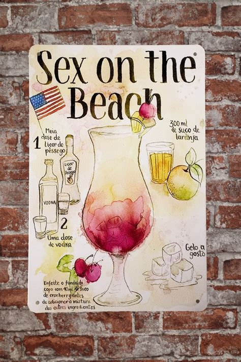 Wandbord Sex On The Beach Metalen Wandbord Cocktail Mancave