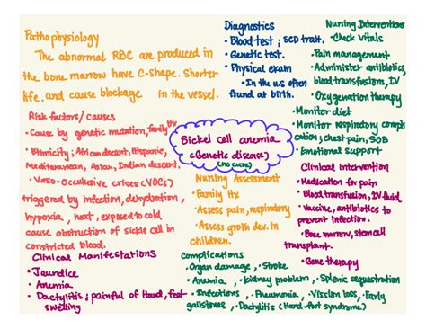 Sickel Cell Anemia Concept Map Diagnostics Nursing Interventions