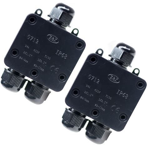 Buy Waterproof Junction Box 3 Way Armoured Cable Junction Box Ip68 Black Plastic Gland Outdoor
