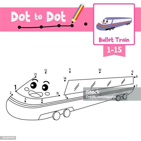 도트 교육 게임과 색칠 공부 총알 기차 만화 캐릭터 관점 벡터 일러스트 15에 대한 스톡 벡터 아트 및 기타 이미지 15