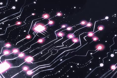Abstract Circuitry With Glowing Nodes Premium Ai Generated Image