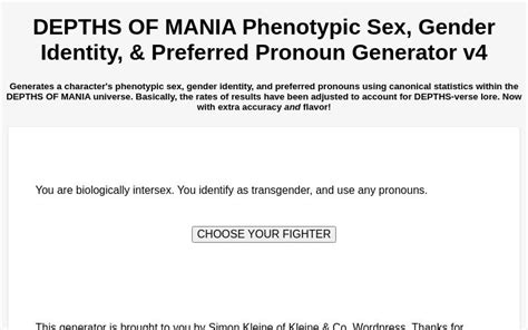 Depths Of Mania Phenotypic Sex Gender Identity And Preferred Pronoun