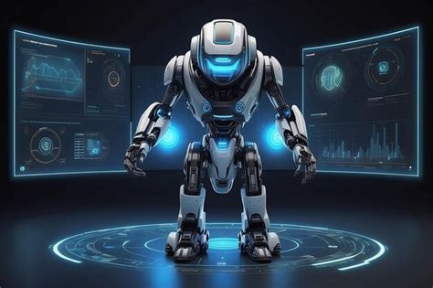 Premium Photo Machine Learning Concept 3d Rendering Robot With