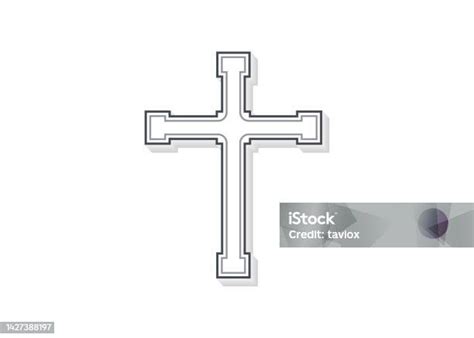 평면 디자인의 검은 색과 회색 기독교 십자가 아이콘 벡터 일러스트레이션 추상적 인 선형 기독교 십자가 종교 교회 십자가 신 카톨릭 표식 영성 상징 천주교에 대한 스톡 벡터