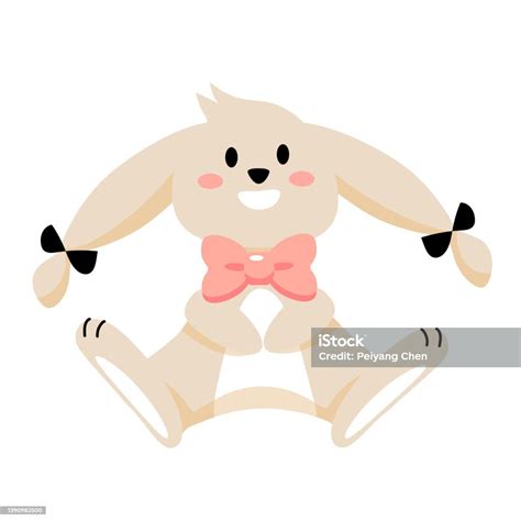 플랫 일러스트레이션에 분홍색 활을 가진 귀여운 만화 토끼 0명에 대한 스톡 벡터 아트 및 기타 이미지 0명 공휴일 귀 부분 Istock