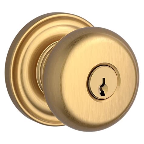 Keyed Round Knob And Traditional Round Rose Satin Nickel Baldwin Hardware