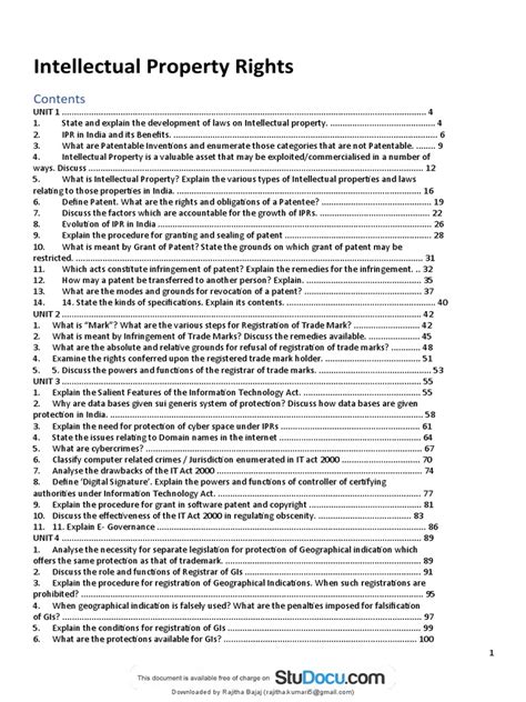 Ipr Notes Pdf Patent Intellectual Property