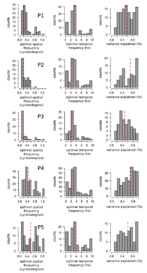 Histograms Of Estimated Optimal Temporal And Spatial Frequencies And Download Scientific
