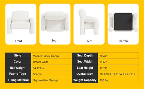 Dewhut Silla Moderna De Sherpa Decorativa Sofá Tapizado Con Brazo