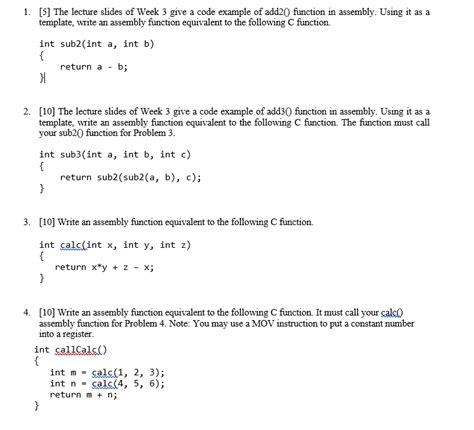 Solved 1 5 The Lecture Slides Of Week 3 Give A Code