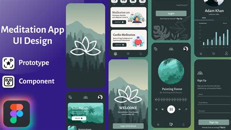 Meditation App Ui Design Templete With Prototype And Interactive Component Figma