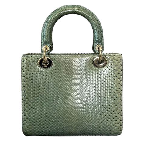 Christian Dior Python Medium Lady Dior Emerald Green Ghw Bag Religion