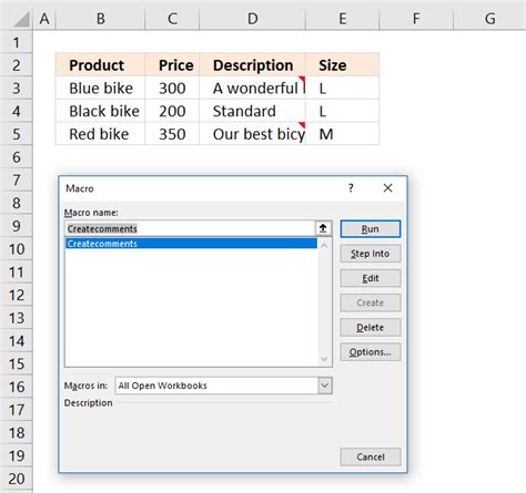 Working With Comments Vba