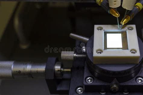 Checking Turn On Small Oled Displays Of White Color With A Probe Station Stock Image Image Of