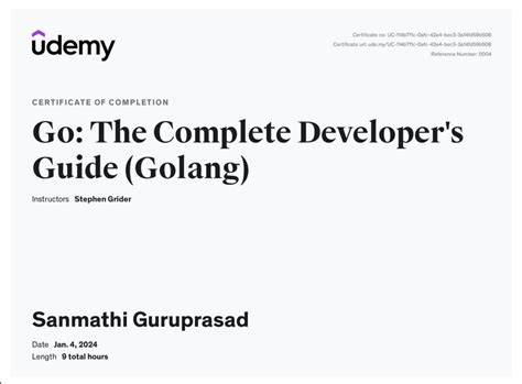 New Certification Go The Complete Developers Guide Sanmathi