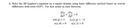 Solved Solve The 2d Laplace Equation Oi A Square Domain Using Finite