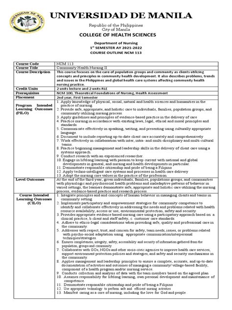Chn Ii Course Outline Download Free Pdf Epidemiology Nursing