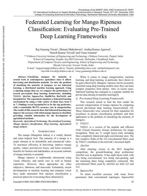 Pdf Federated Learning For Mango Ripeness Classification Evaluating Pre Trained Deep Learning